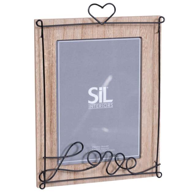 "Wooden Photo Frame with Black Wire Love Script 5x7"" - - That Home ...