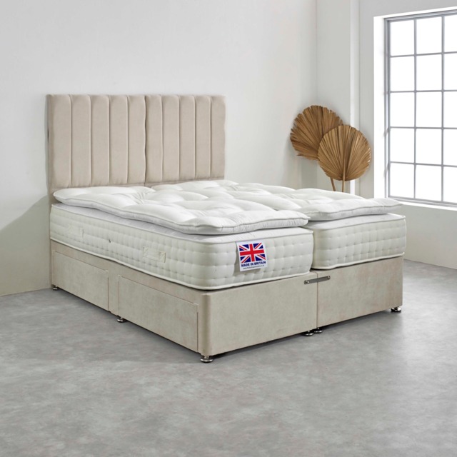 Ludlow Zip and Link 1000 Pocket Sprung Pillow Top Divan Bed Set by The Bed Supermarket ufurnish