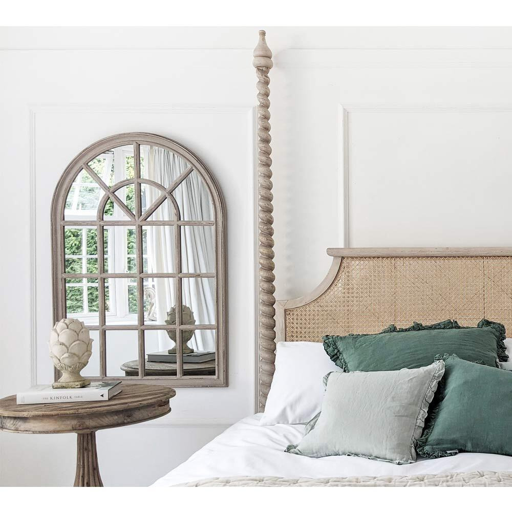 Arched Wooden Frame Window Mirror - Antique Panelled Curved Georgian ...