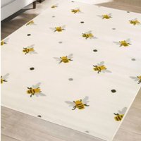 Modern Bumblebee Pattern Living Room Rug - Inishmore - Yellow / 120cm ...