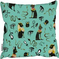 Hand Painting Abstract, Ancient Egypt Horus Eye Signs Cushion - Green ...