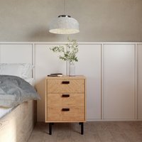 Leon 3 Drawer Bedside Table - Medium Oak by The Range | ufurnish.com