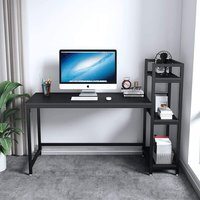 Computer Desk with Storage Shelves Modern Steel Frame Wood Desk - black ...