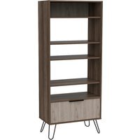 Nevada display bookcase with door - Smoked oak by The Range | ufurnish.com