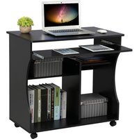 Space Saver Computer Desk with Wheels - Black by The Range | ufurnish.com