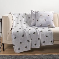 Ultra Soft Bee Print Throw - Grey by The Range | ufurnish.com