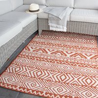 Orange Aztec Tribal Flatweave Indoor Outdoor Rug - Rust / 150 x 80cm by ...