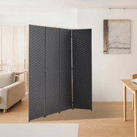 Ivory Foldable Room Divider Foldable Woven-Fibre Partition - Black by ...
