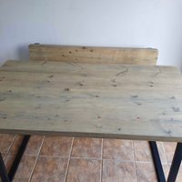 Rustic Handmade Dining Table plus Bench with Back - Grey Wash - Rugger Brown / 80cm / 160cm by ...