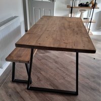Rustic Handmade Dining Table plus Bench - Jacobean - Rugger Brown / 80cm / 140cm by The Range ...