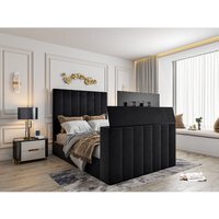 Jameson Upholstered Soft Velvet Line Tv Bespoke Bed Frame - Conistan Fabric - Mink / Single by ...
