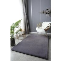 Lux Rabbit Faux Fur Rug - Slate by The Range | ufurnish.com