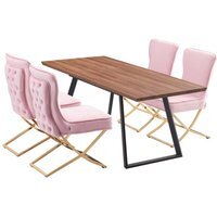 Trafalgar Toga LUX Dining Set with a Table and 4 Velvet Upholstered ...