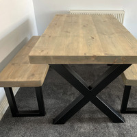 Handmade Chunky Rustic Dining Table plus Bench - Grey Wash - Rugger Brown / 180cm / 89kg by The ...