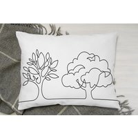 Line Drawing Of Trees Cushion - White by The Range | ufurnish.com