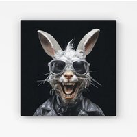 Funky Rabbit Face With Glasses HD Metal Print - Grey / 56cm by The ...