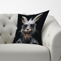 Funky Rabbit Face With Glasses Cushion - Grey / 60cm by The Range ...
