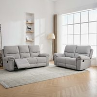 Fosse Manual Recliner Sofa Set - Light Grey / 5 by The Range | ufurnish.com