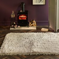 Silver Sumptuous Deep Shaggy Rug - Silver / 120cm by The Range ...