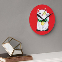 Lucky Waving Cat Wall Clock - Red by The Range | ufurnish.com