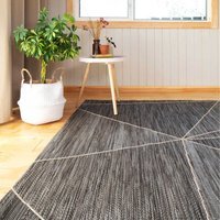 Charcoal Grey Geometric Outdoor Rug - Charcoal Grey / 150 x 80cm by The ...