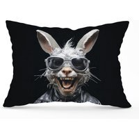 Funky Rabbit Face With Glasses Cushion - Grey / 33cm by The Range ...