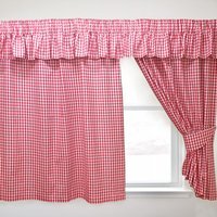 Gingham Check Cherry Curtains Or Pelmets Red Pencil Pleat Header ...