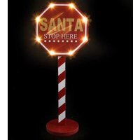 45Cm Led Santa Stop Here Sign - Red by The Range | ufurnish.com