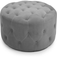 Verona Small Round Brushed Velvet Grey Pouffe - Grey by The Range ...
