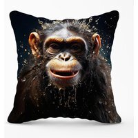 Realistic Monkey Face Splashart Outdoor Cushion - Black / 60cm by The ...