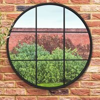 Circulus Metal Frame Round Garden Mirror - Black / 80cm by The Range ...
