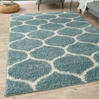 Myshaggy Collection Trellis Design Rug - Duck Egg Blue / 120x170 cm ...