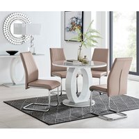 Giovani Round Dining Table With Four Lorenzo Chairs Set - Cappuccino by ...