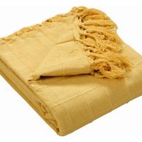 Ludo Cotton Throw Over - Ochre Mustard / 178cm by The Range | ufurnish.com