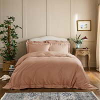 Sateen Finish Organic Cotton Edged Duvet Cover - Clay Pink / Superking ...