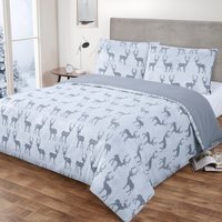 Stag Fleece Duvet Cover and Pillowcase Set - Grey / Double by The Range ...