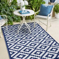 Green Decore Nirvana Plastic Outdoor Rug, Navy Blue White - Navy Blue ...