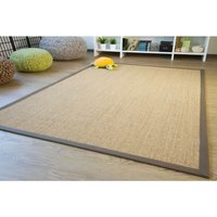 Brazil Sisal Flatweave Rug Colour Beige Border Olive - Beige / Olive ...