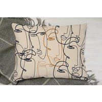 Continuous Line Drawing Of Faces Cushion - Bronze by The Range ...