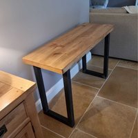 Chunky and Sturdy Breakfast Bar - Mid Oak - Rugger Brown / 60cm / 180cm ...