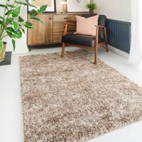 Super Soft Natural Beige Mottled Shaggy Area Rug - Beige / 110 x 60cm ...