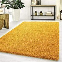 Abaseen Gold Shaggy Rug Rectangular Soft Touch Thick Pile - Gold ...