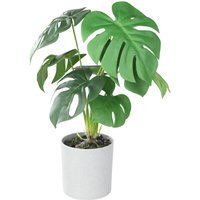 EGLO Tobetsu Artificial Swiss Cheese Plant With Grey Plastic Pot ...