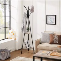 VASAGLE Free Standing Hall Tree Rack with Shelves and Hooks - Black by ...