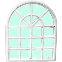Rustic Arched Window Style Wall Mirror With Decorative Glass White ...