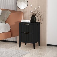 Castel 2 Drawer Bedside Table - Black by The Range | ufurnish.com