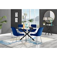 Novara Black Leg 120cm Round Glass Dining Table Pesaro Silver Chairs ...