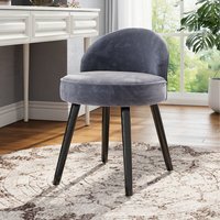 Velvet Dressing Table Stool with Solid Wood Legs - Grey by The Range ...