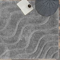 Grey Carved Wave 4cm Shaggy Rug - Kasta - Grey / 230cm by The Range ...