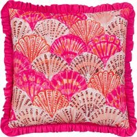 Clam Shells Frilled Cushion - Pink / Feather by The Range | ufurnish.com